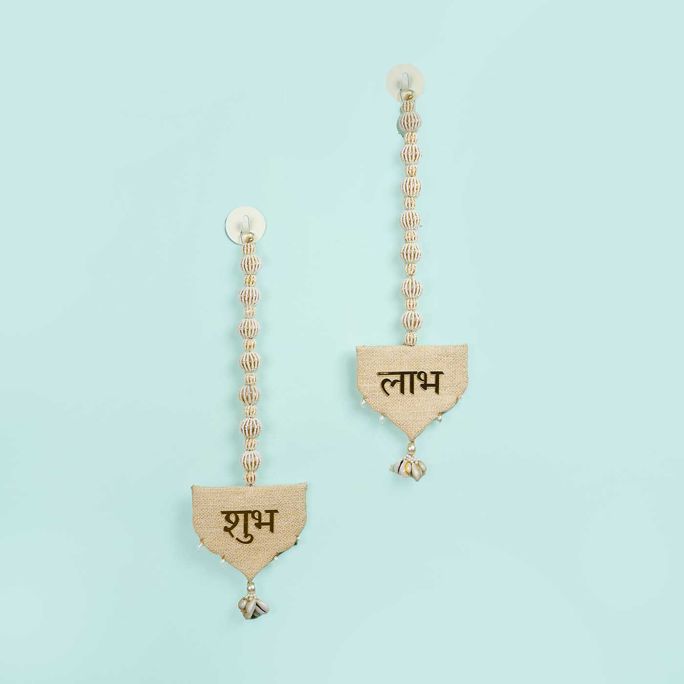 Buy Handmade Jute Fabric Shubh Labh Festive Hangings - Set of 2 Online ...