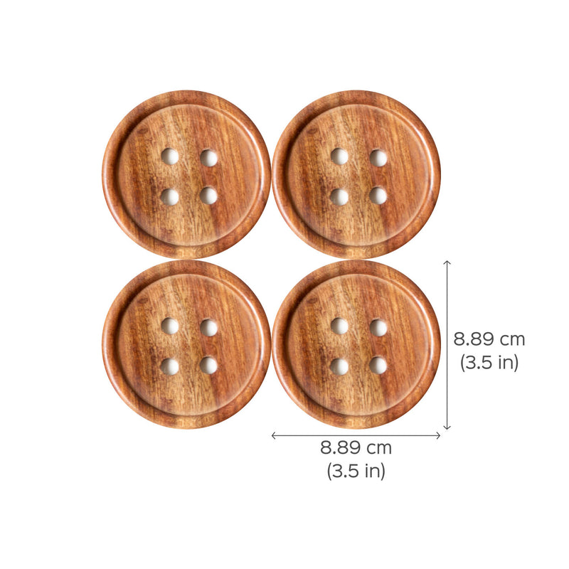 Handcrafted Wooden Button Coasters - Set of 4 – Zwende