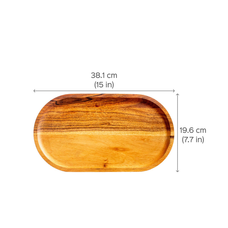 Handcrafted Acacia Wood Elliptical Tray – Zwende