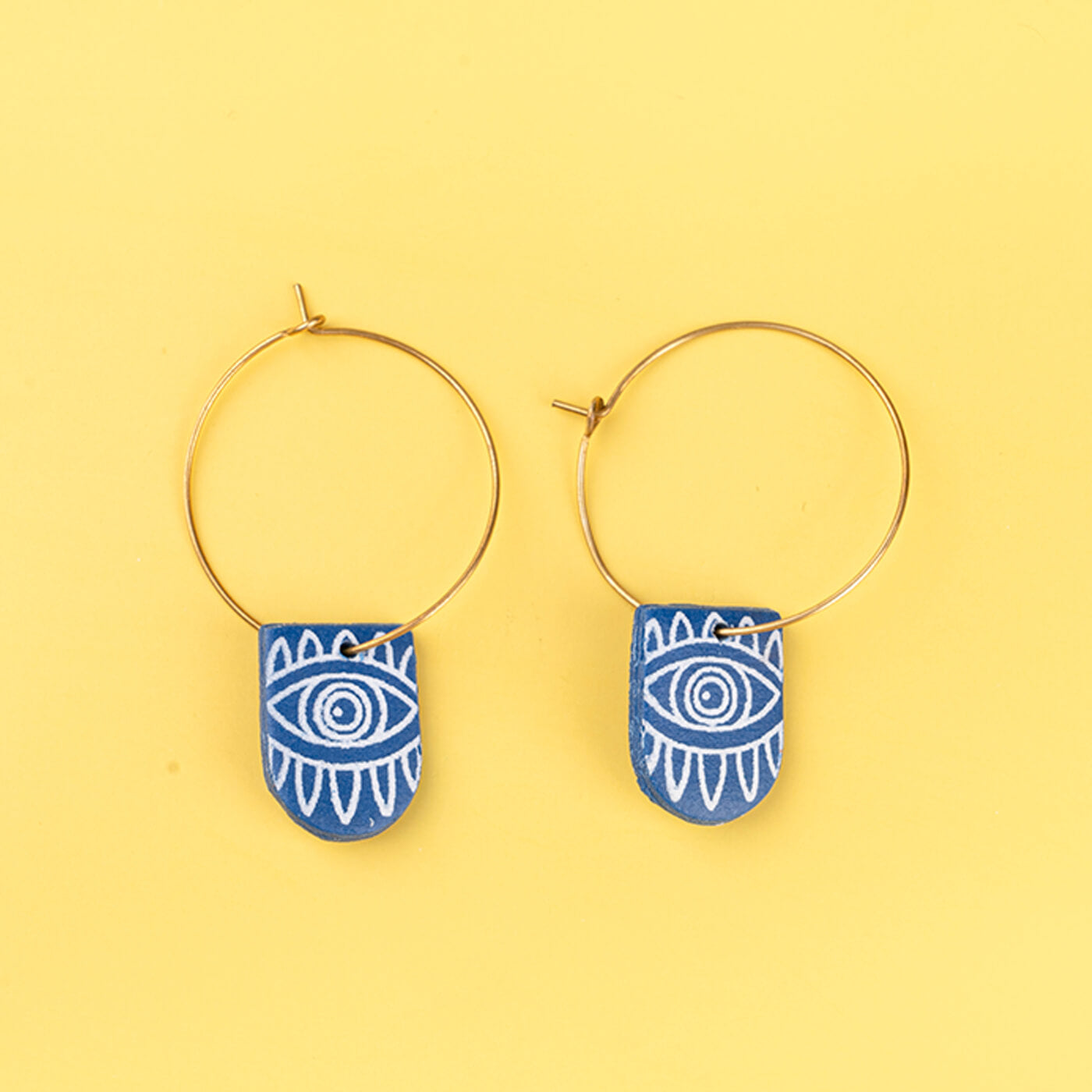 Buy Handmade Clay Evil Eye Hoop Earrings Online On Zwende