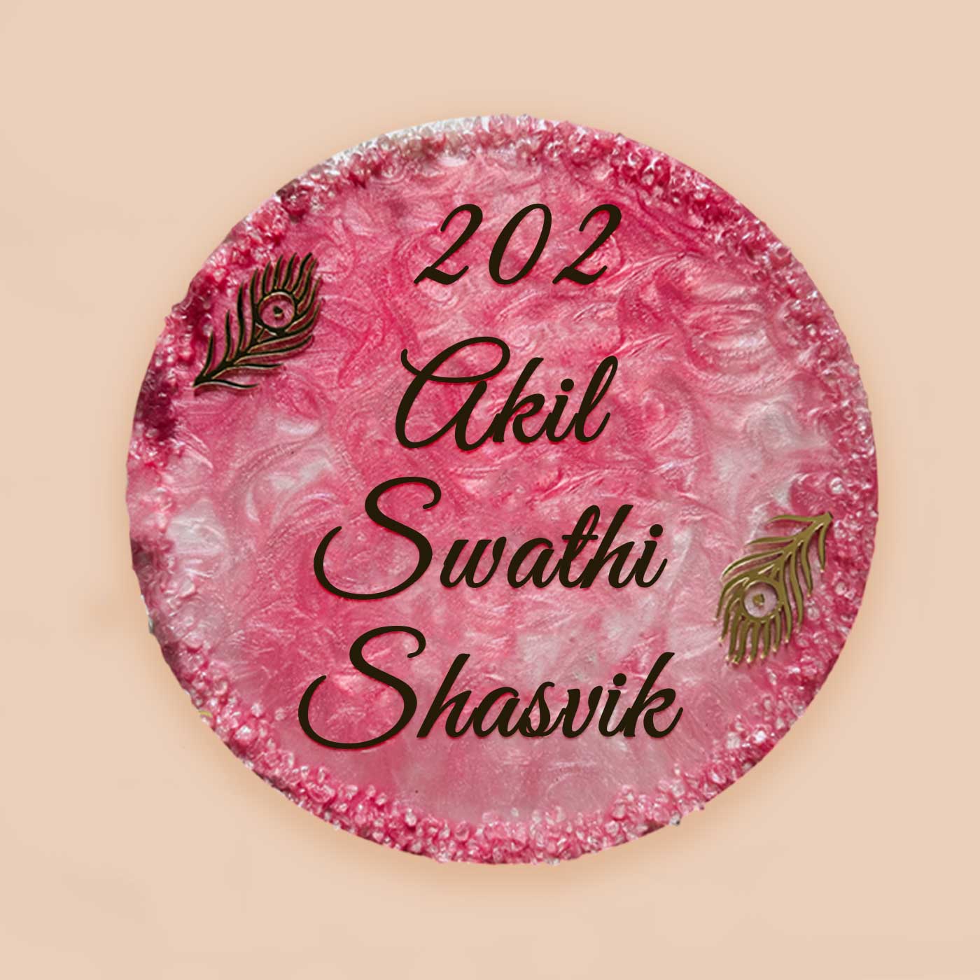 Buy Personalized Pink Resin Name Plate For Family Online On Zwende