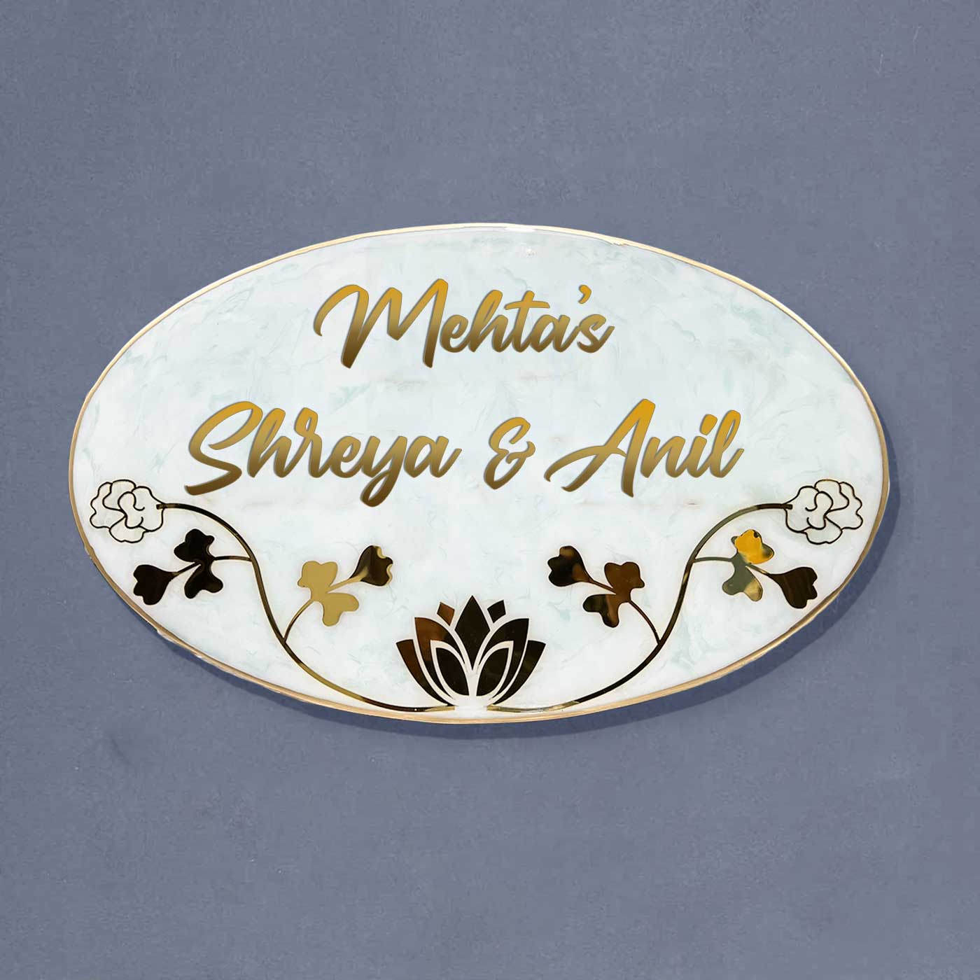 Buy Personalized Floral Theme Resin Name Plate For Family Online On Zwende