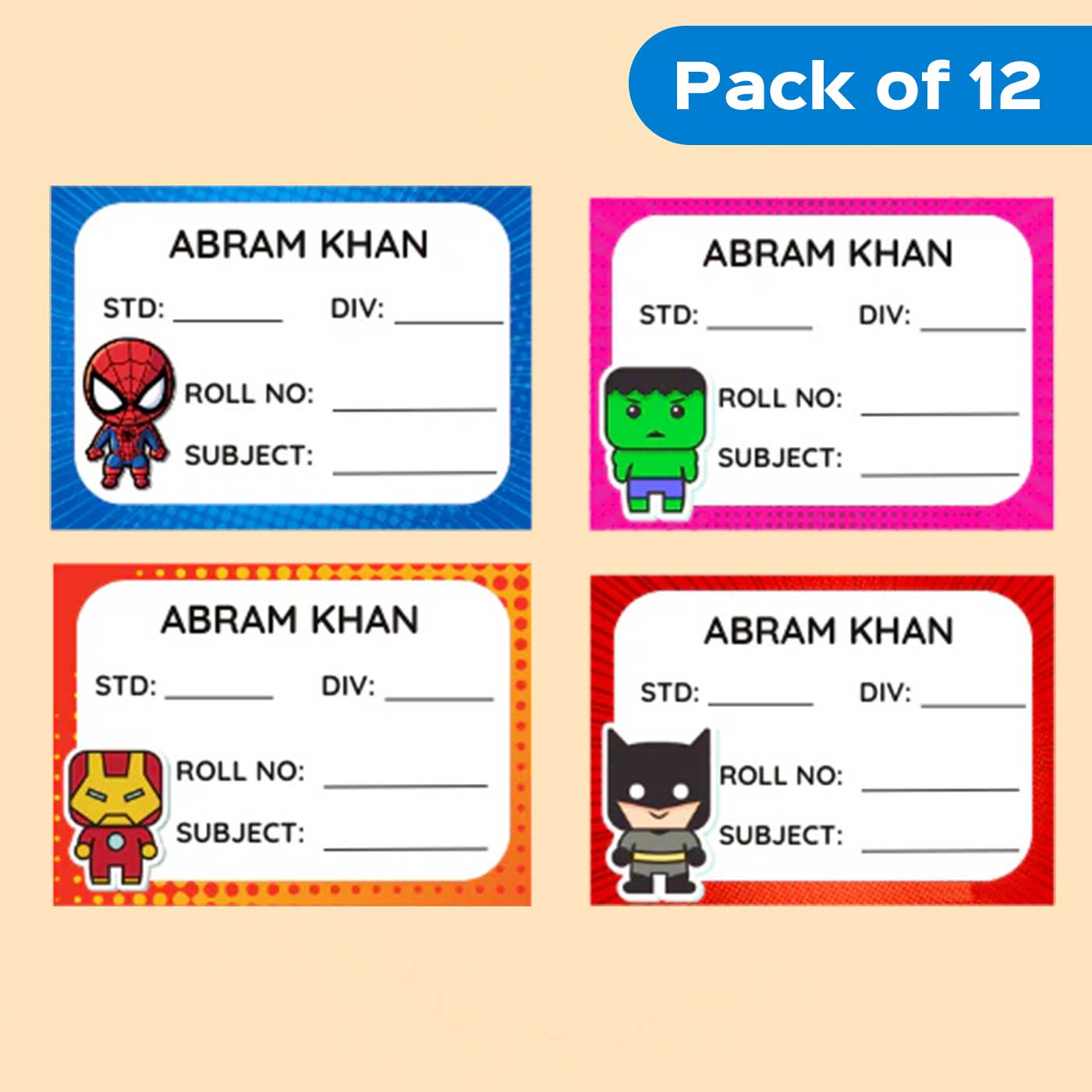 Buy Personalized Superhero Waterproof Book Labels Stickers | Set of 12 ...