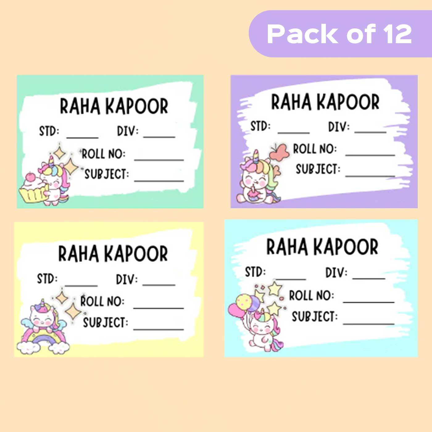 Buy Personalized Unicorn Waterproof Book Labels Stickers | Set of 12 ...