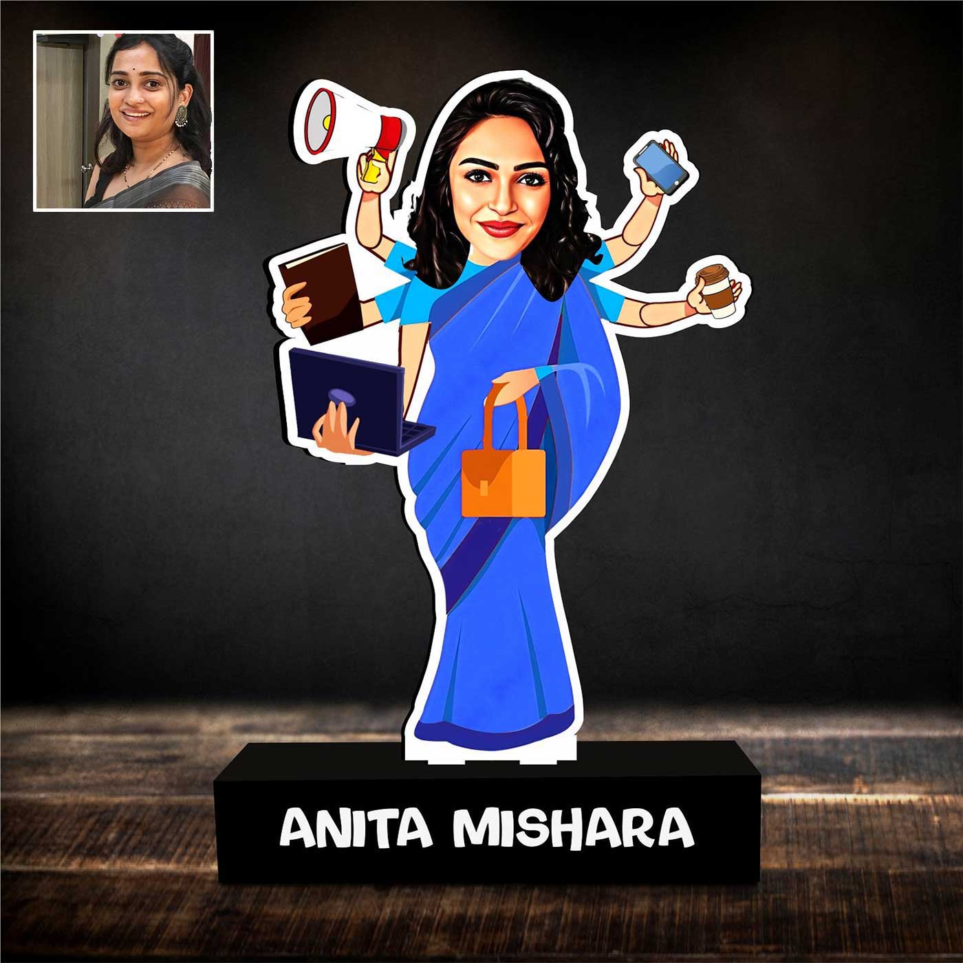 Buy Photo Personalized Multitasker Theme MDF Wood Caricature Cutout For ...