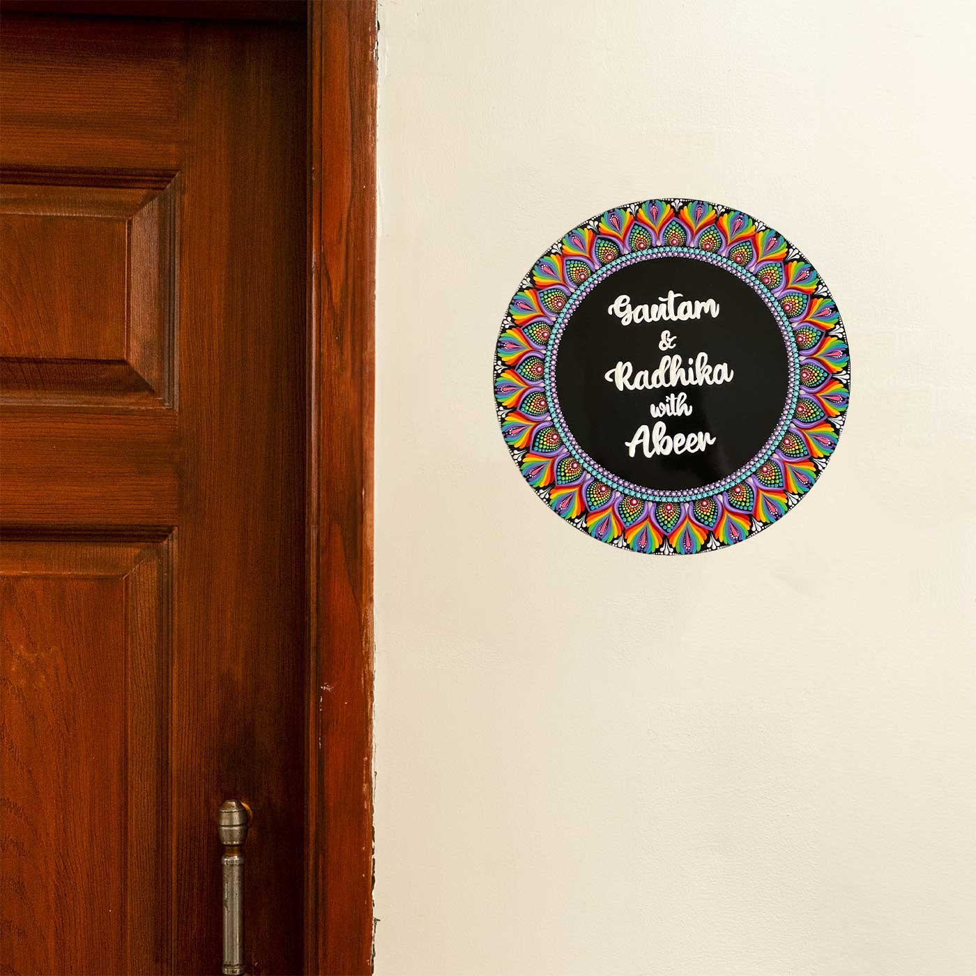 Buy Personalized Handmade Circular Rainbow Dot Mandala Mdf Wood Name ...
