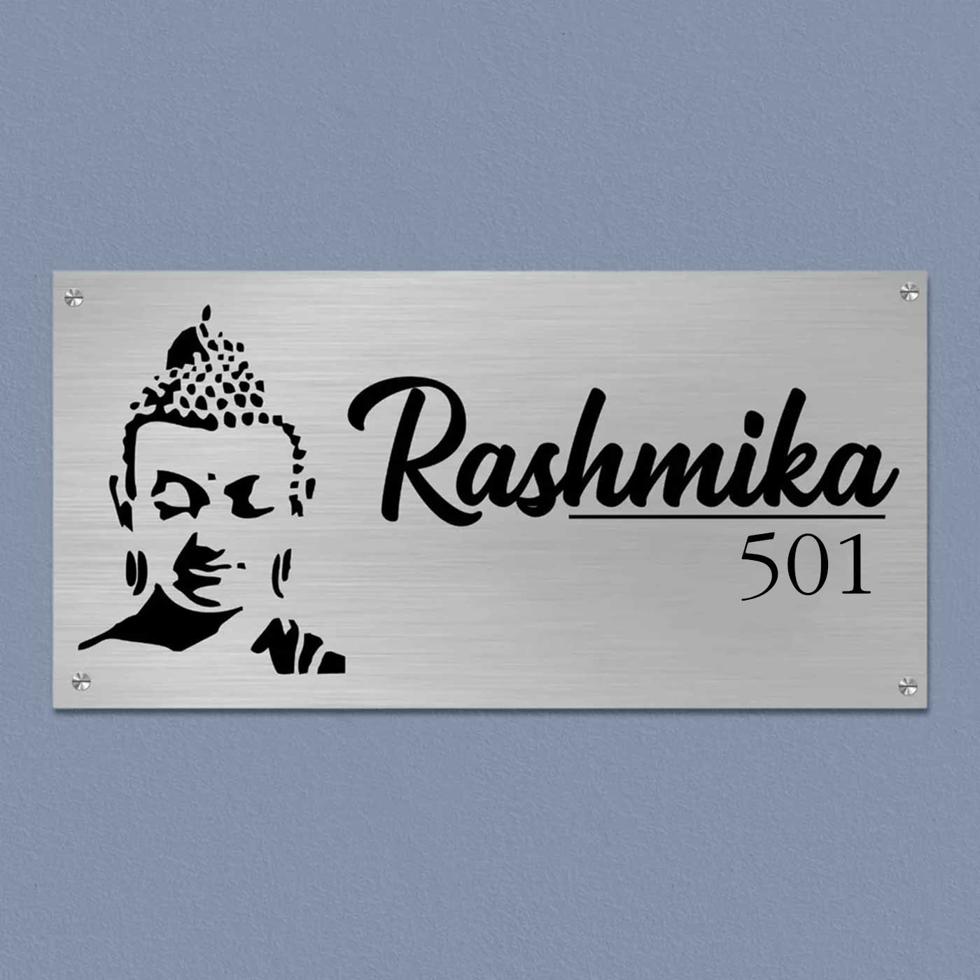 Buy Personalized Buddha Theme Stainless Steel Name Plate Online On Zwende