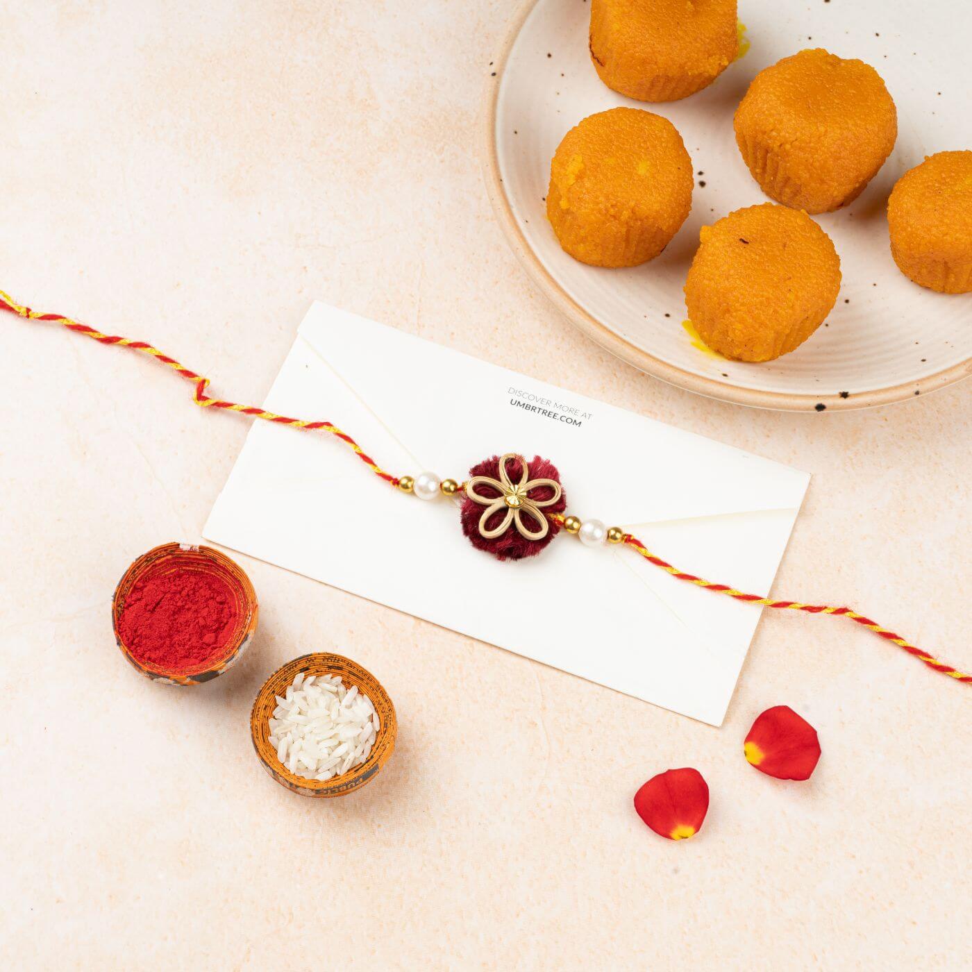 Bamboo & Velvet Rakhi With Roli Chawal – Zwende