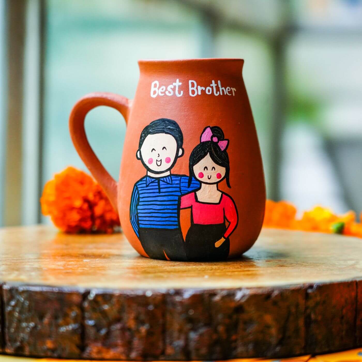 Buy Best Brother' Personalized Terracotta Mug with Caricatures Online ...