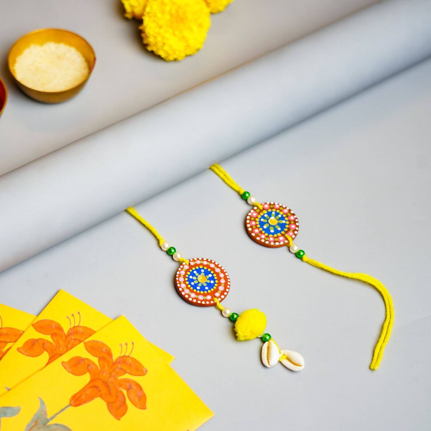Terracotta Mandala Design Rakhi With Roli Chawal – Zwende