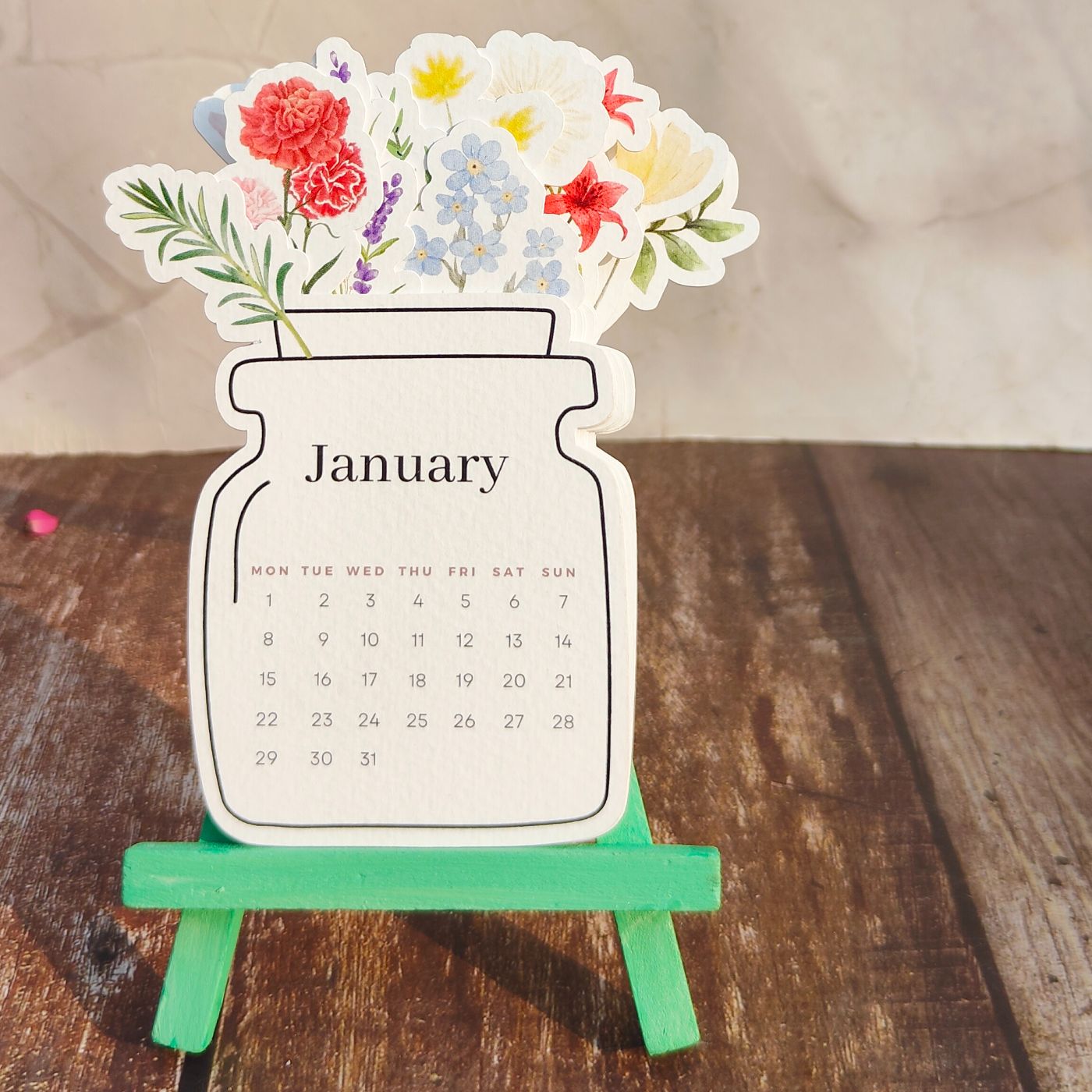 Buy Mini Printed Jar Calendar with Easel 2026 Online On Zwende