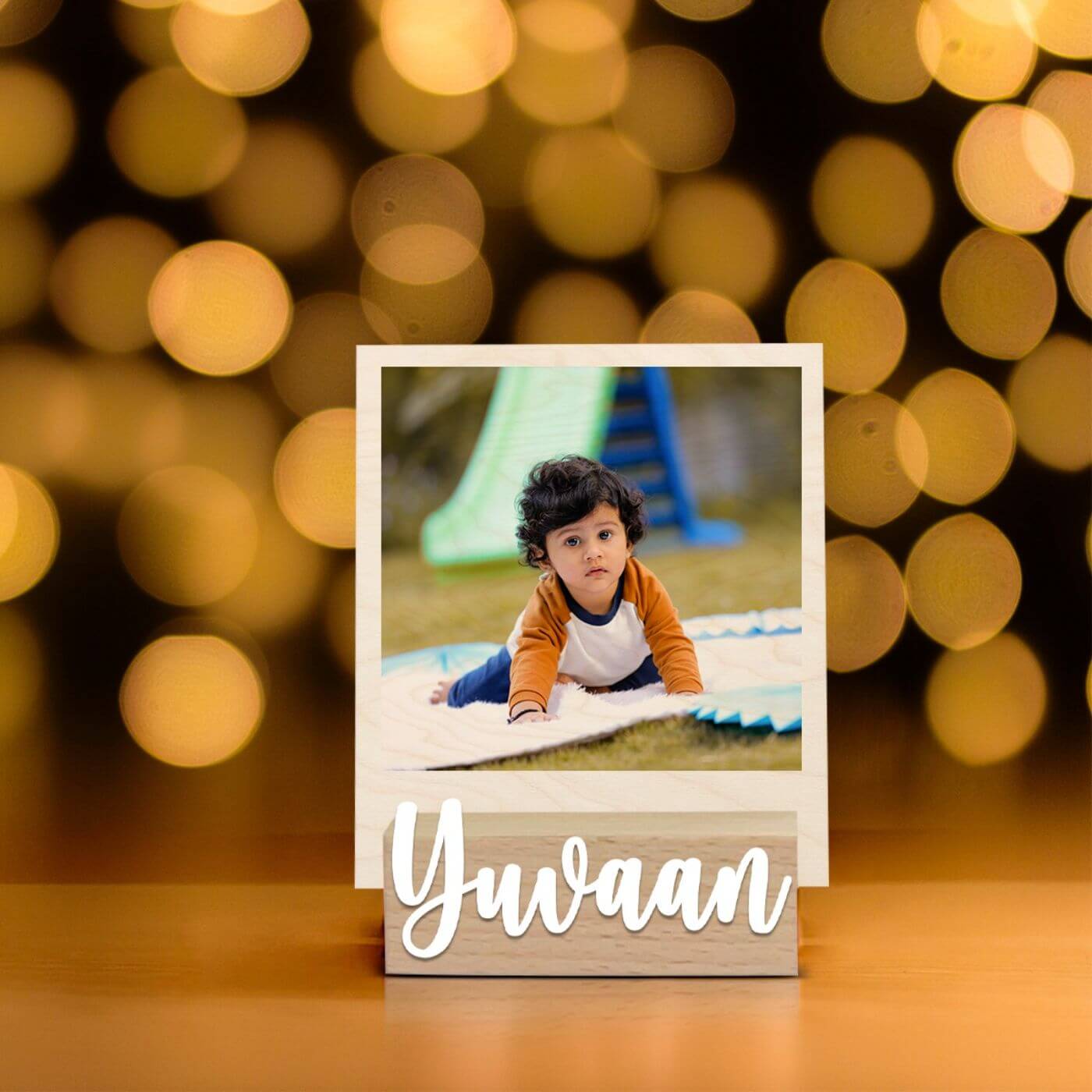Buy Wooden Personalized Polaroid Photo Stand For Kids Online On Zwende
