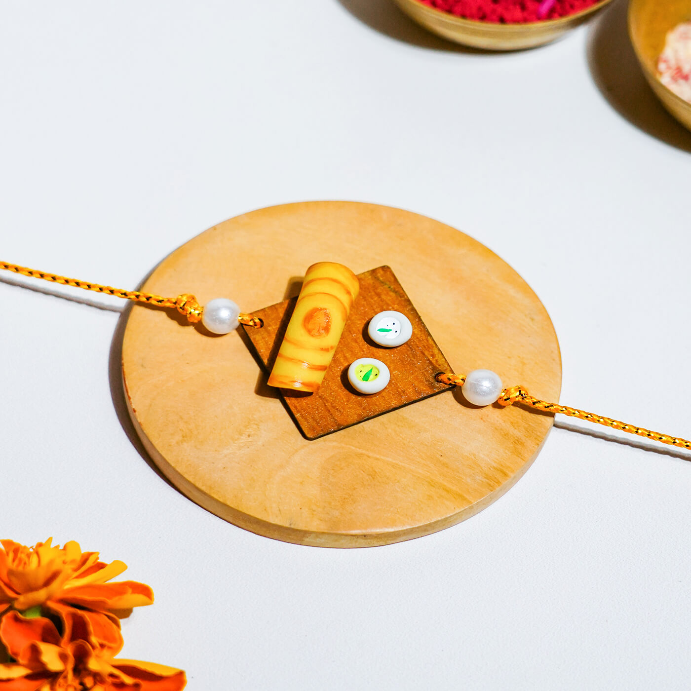 Buy Handmade Dosa Food Themed Clay Rakhi With Roli Chawal Online On Zwende