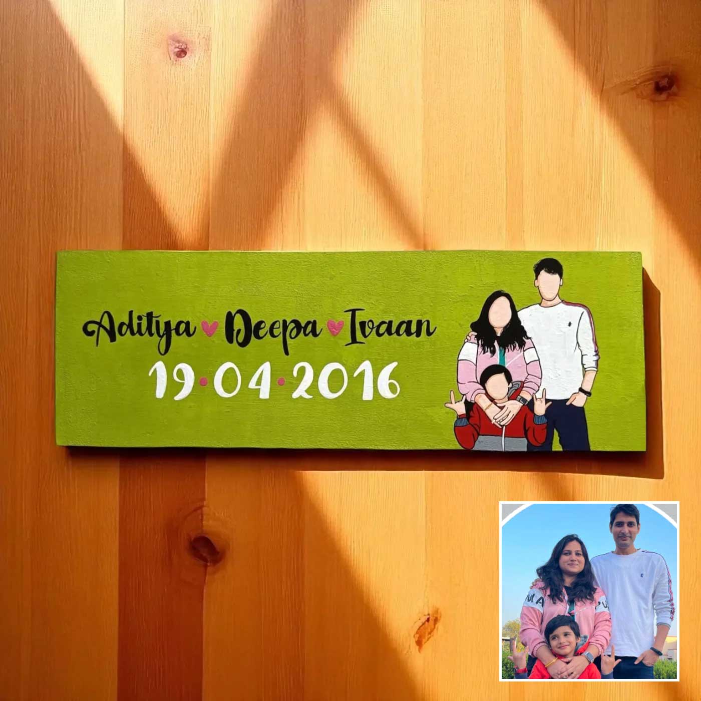 Buy Photo Personalized Hand-Painted Family Theme MDF Wood Name Plate ...