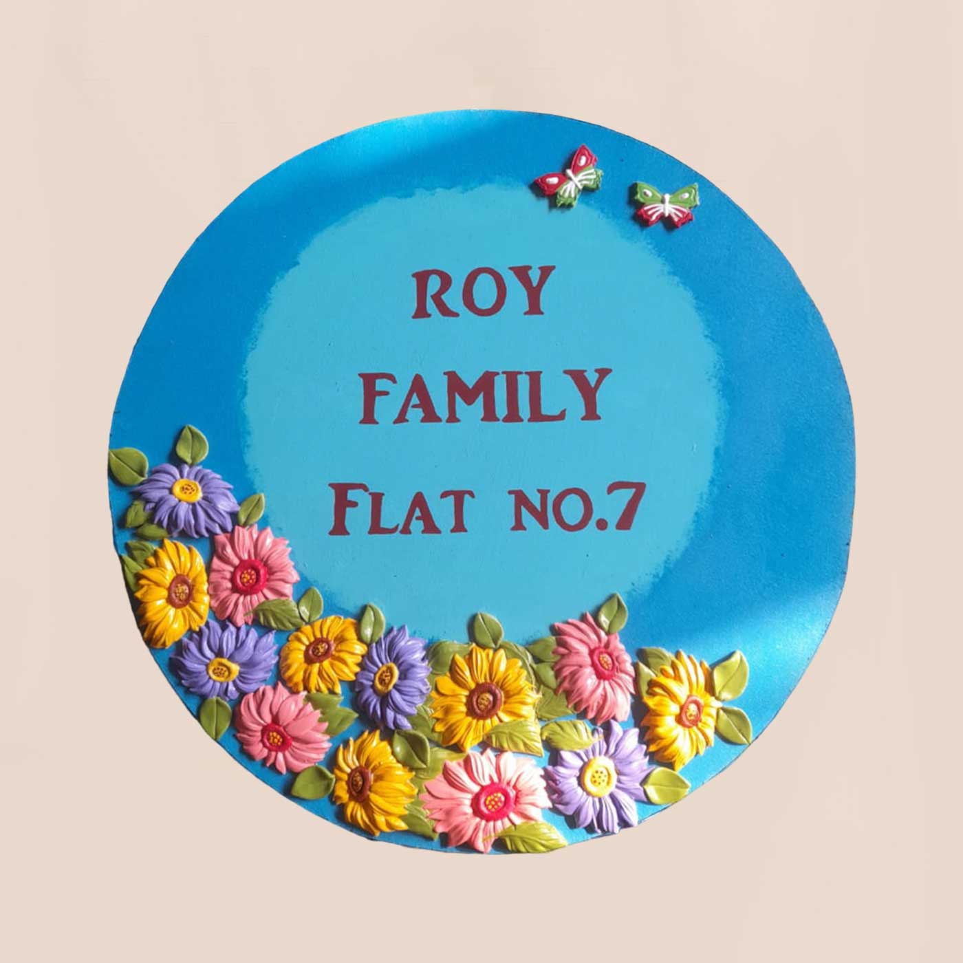 Buy Personalized Handmade Floral Round Mdf Wood Name Plate Online On Zwende