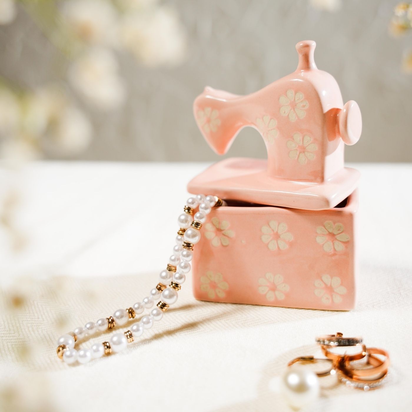 Buy Handpainted Ira Sewing Machine Trinket Box Online On Zwende