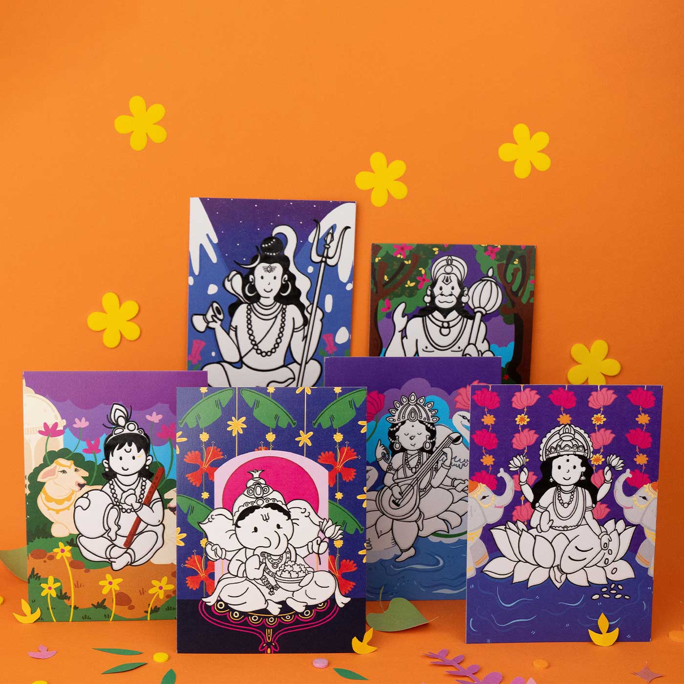 Buy Handmade Colour Me - Divine Paper Cards | Set Of 6 Online On Zwende