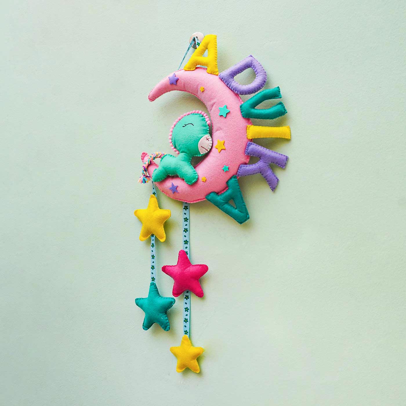 Buy Personalized Handmade Unicorn Moon Felt Name Plate Online On Zwende