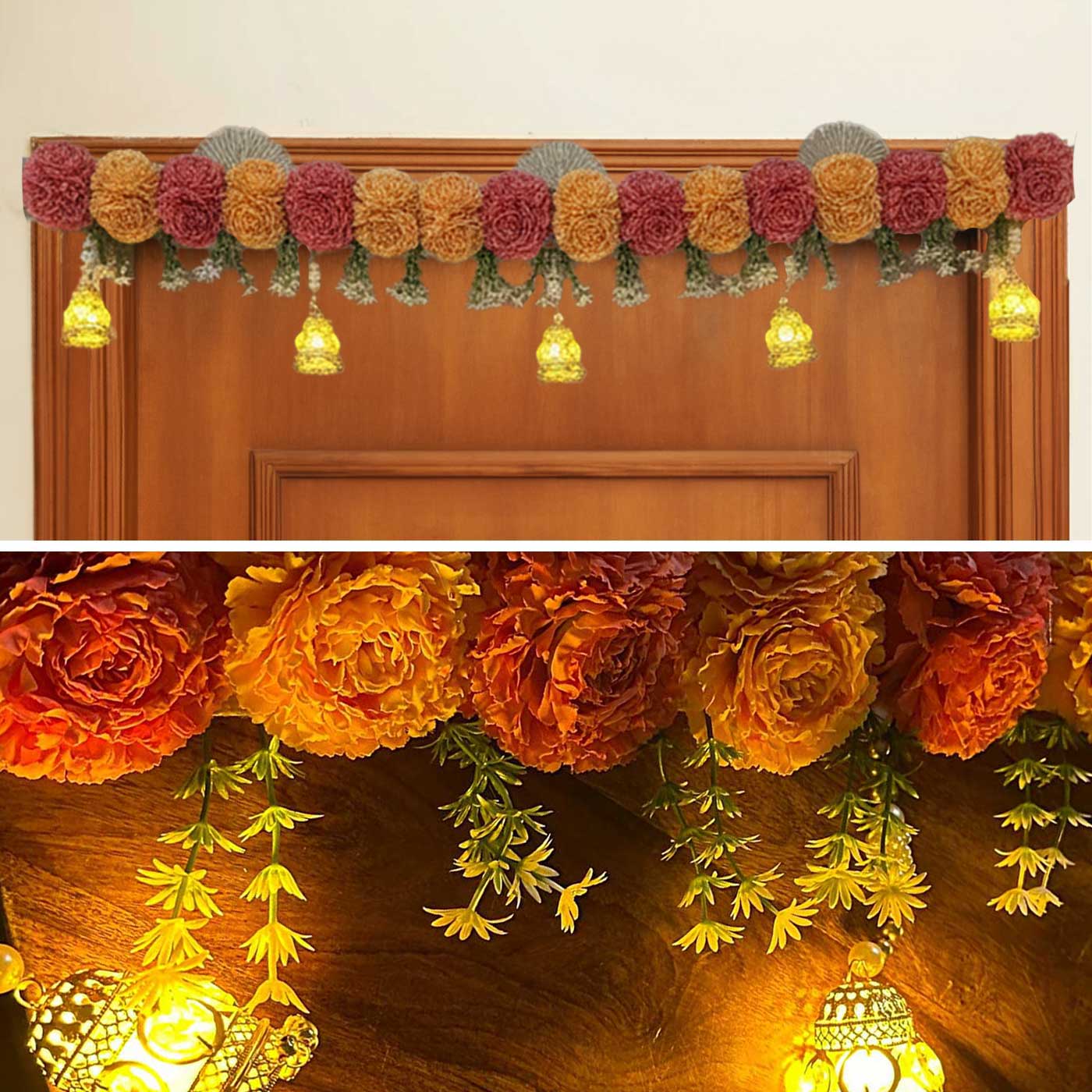 Buy Handmade Floral LED Design Jute Toran Online On Zwende