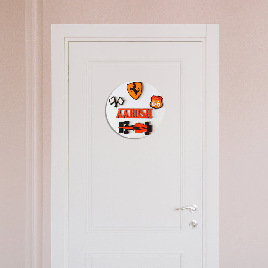Buy Racing Cars Theme Kids Nameplate Online On Zwende