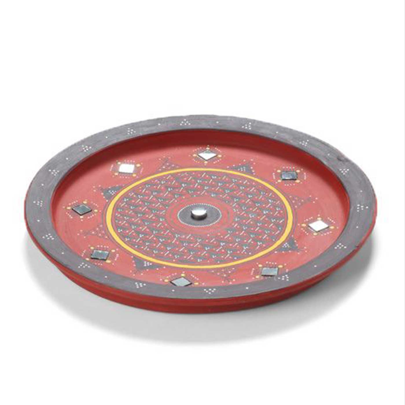 Buy Handmade Mirror Work Terracotta Wall Plate Online On Zwende