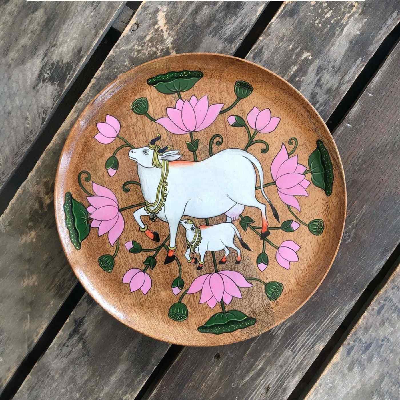 Buy Handpainted Mango Wood Wall Plate Online On Zwende