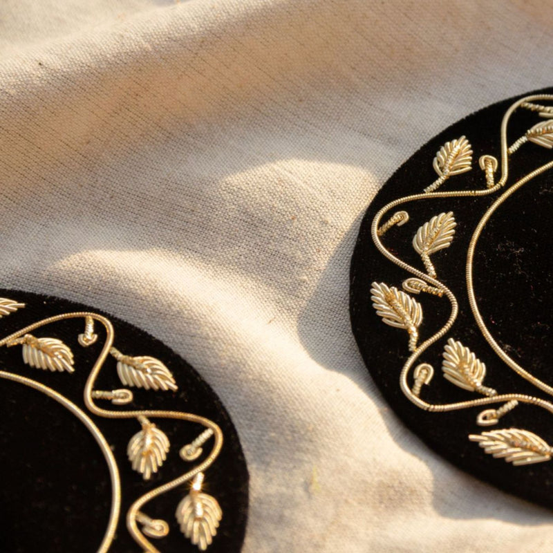 Kusum Handcrafted Zardozi Velvet Coasters I Set of 2 – Zwende
