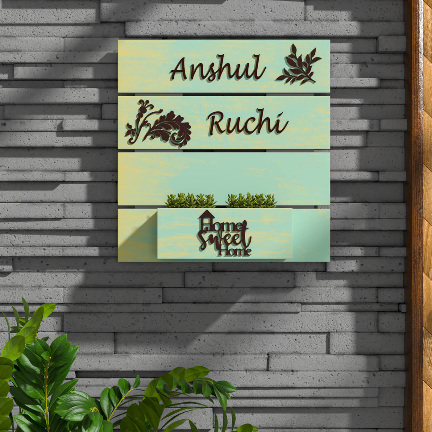 Buy Rustic Wooden Planter Nameboard Online On Zwende