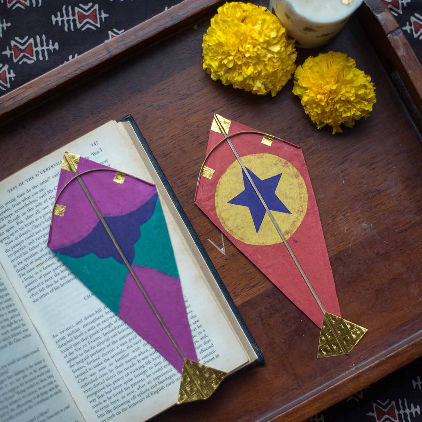 Buy Handmade Paper Kite Bookmarks - (Set of 2) Online On Zwende