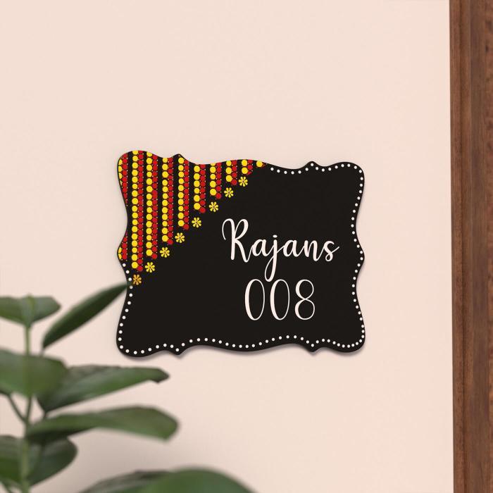 Buy Handpainted Rectangle Bracket Dot Art Nameplate for Family Online ...