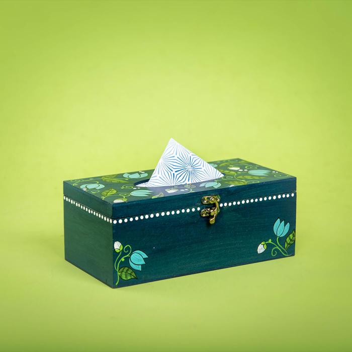 Buy Blue Tissue Box with Lotus Art Online On Zwende