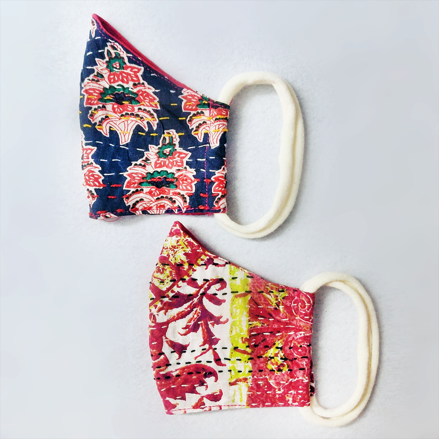 Buy Kantha Print Fabric Masks - Set of 2 Online On Zwende