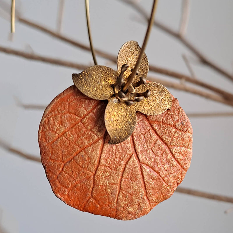 Paper Mache Orange Leaf Floral Dangler – Zwende