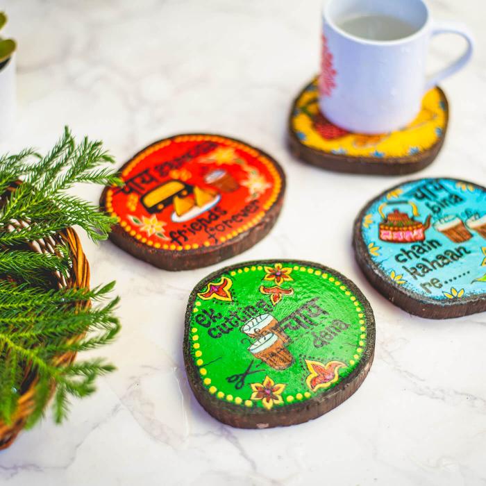 Buy Bark Coasters for Tea Lovers - Set of 4 Online On Zwende