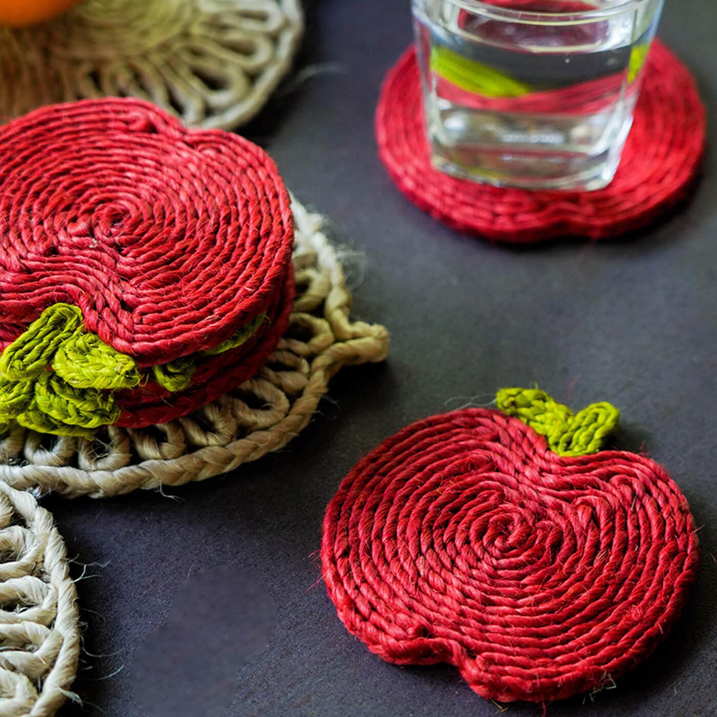 Buy Jute Apple Coaster | Set of 6 Online On Zwende