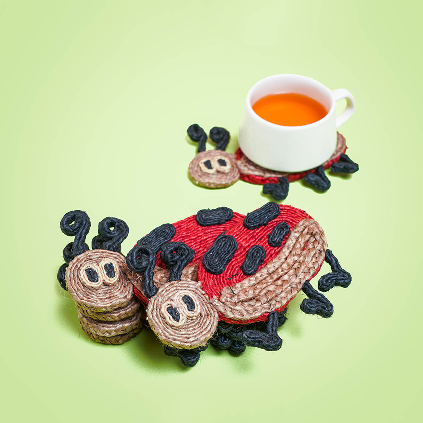 Buy Jute Ladybug Coaster | Set of 6 Online On Zwende