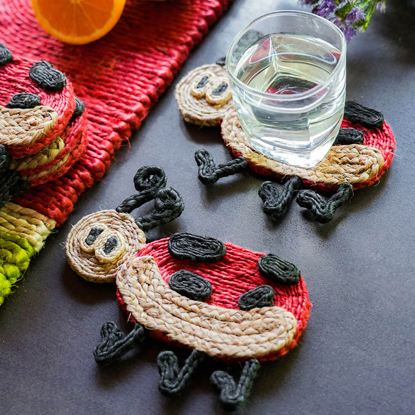 Buy Jute Ladybug Coaster | Set of 6 Online On Zwende