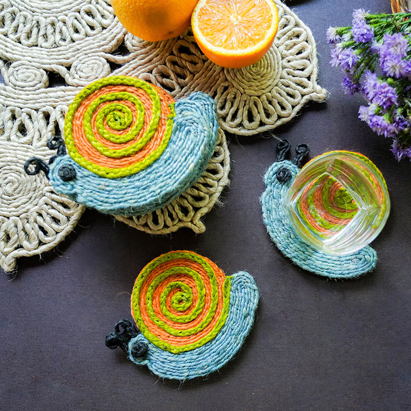 Buy Jute Snail Coaster | Set of 6 Online On Zwende