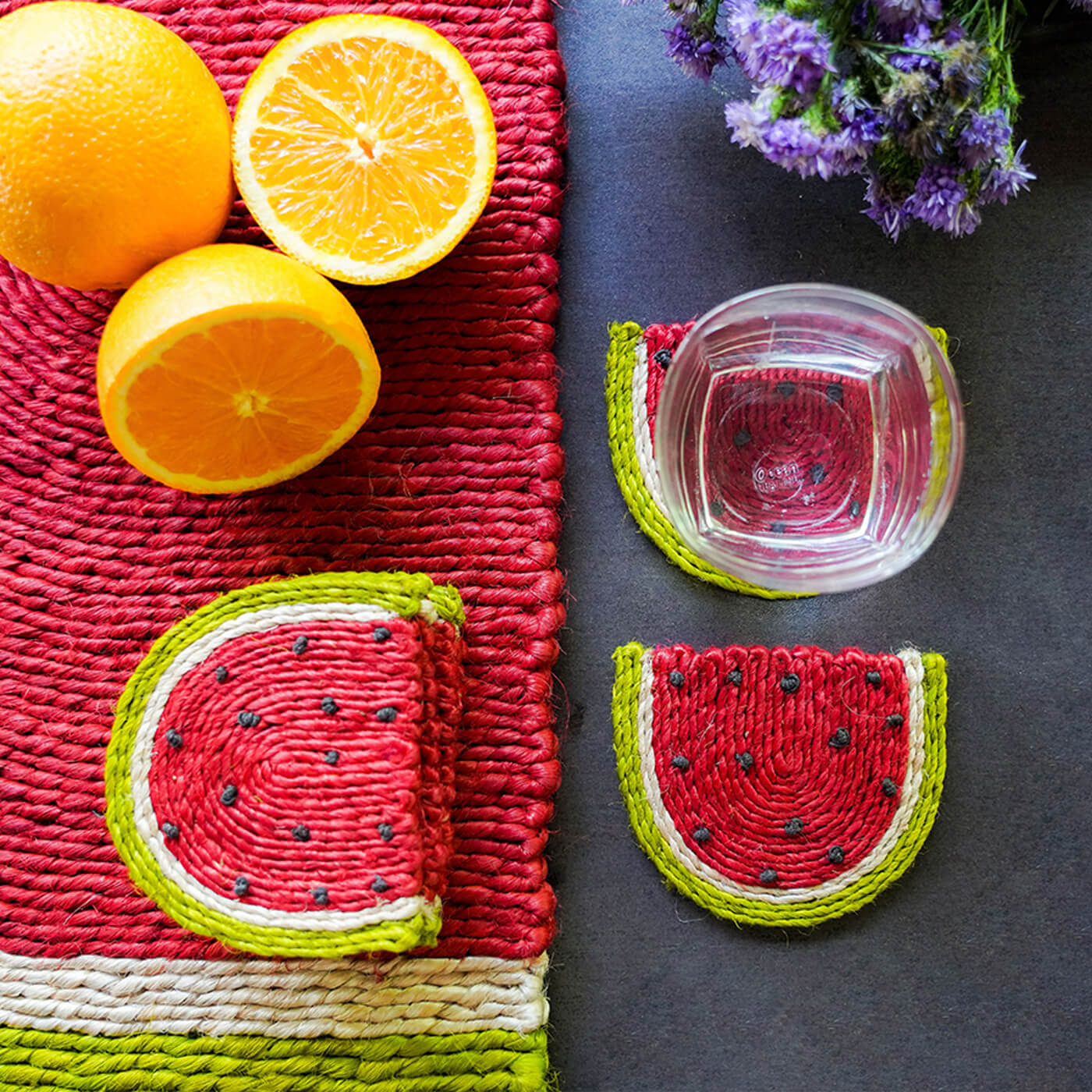Buy Jute Watermelon Coaster | Set of 6 Online On Zwende