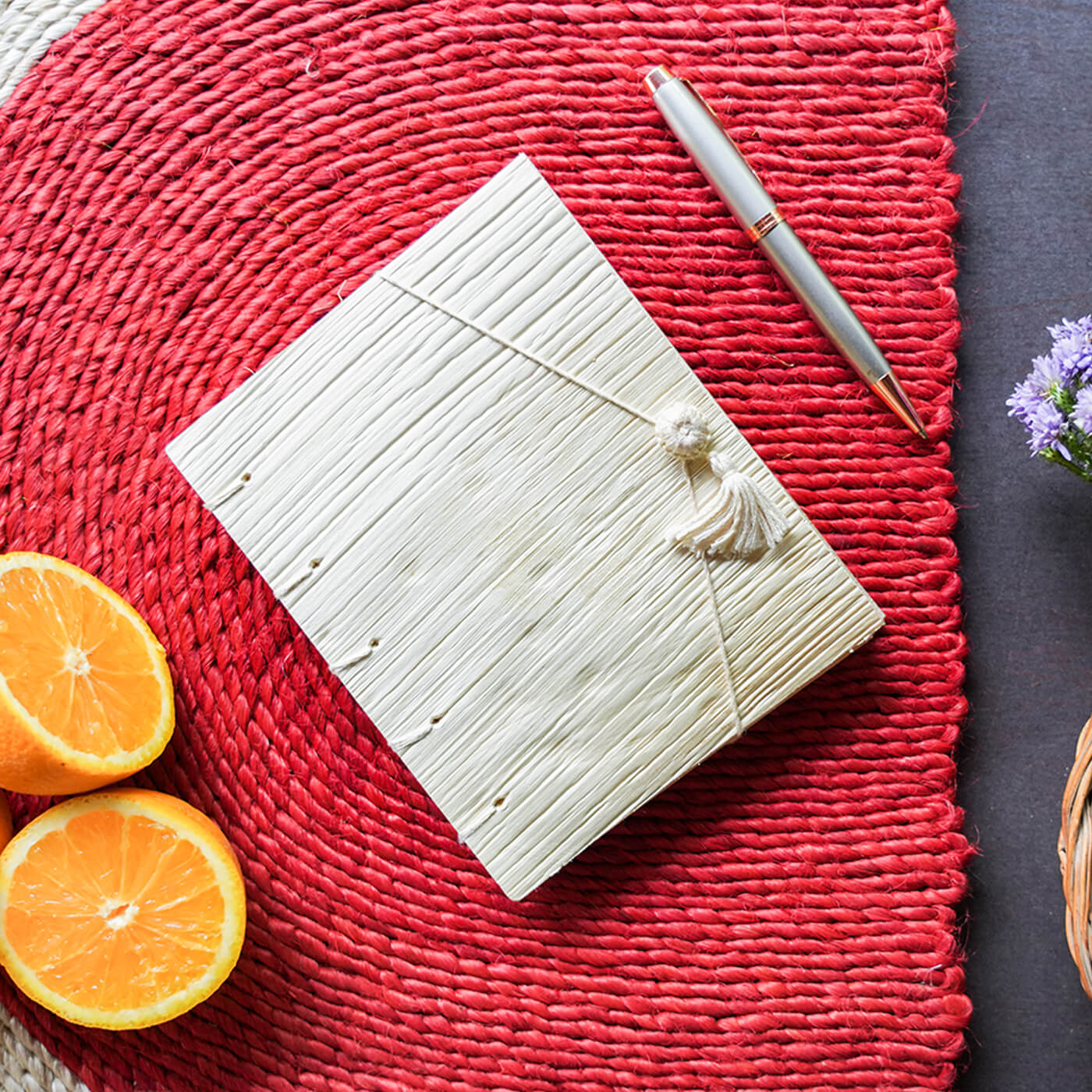 Buy Handmade Areca Leaf Front Cover Notebook with Coco Button Online On ...