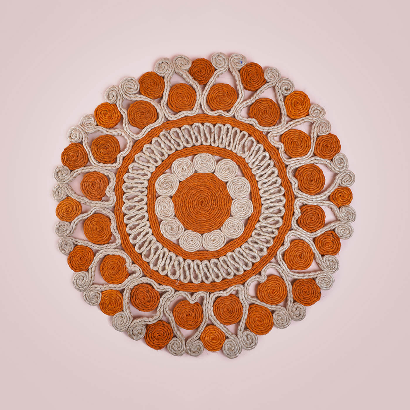 Buy Handwoven Natural & Oragne Multipurpose Mat - Hearts & Rounds ...