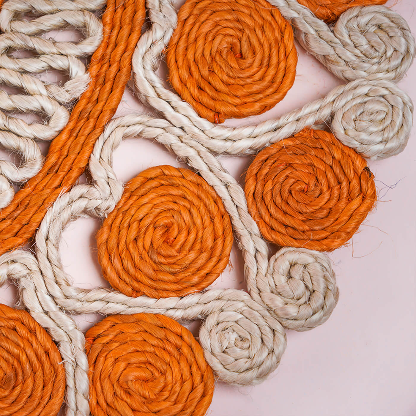 Buy Handwoven Natural & Oragne Multipurpose Mat - Hearts & Rounds ...