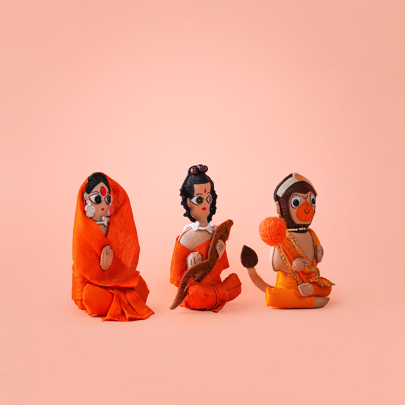 Buy Handmade Hanuman, Rama and Sita Felt Soft Toys - Set of 3 Online On ...