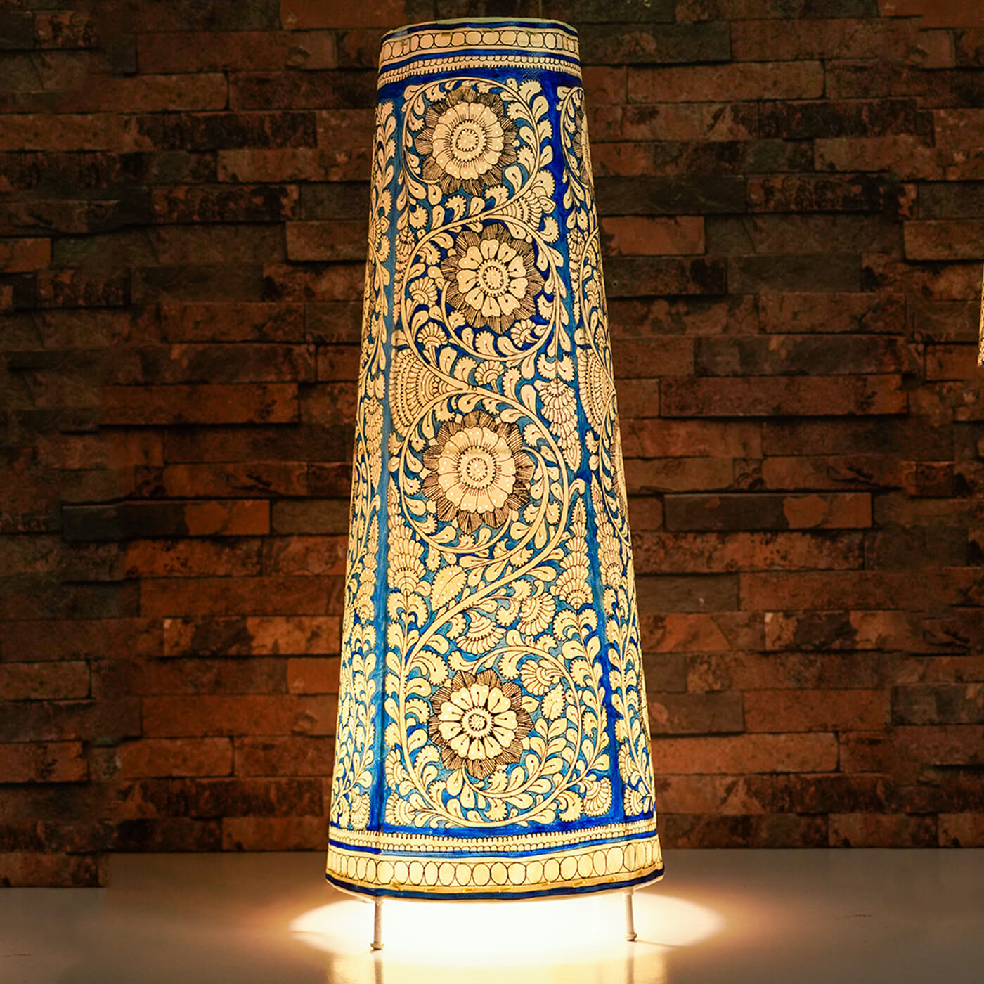 Buy Hand Painted Floral Parchment Leather Floor Lamp | 27 inches Online ...