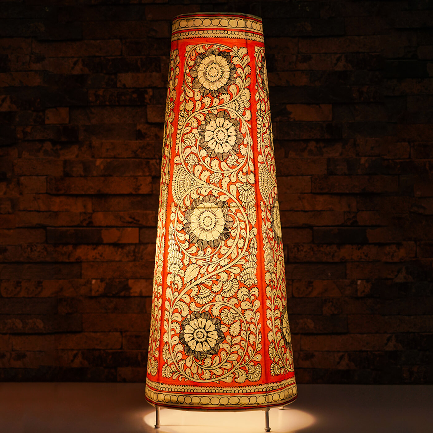 Buy Hand Painted Floral Parchment Leather Floor Lamp | 27 inches Online ...
