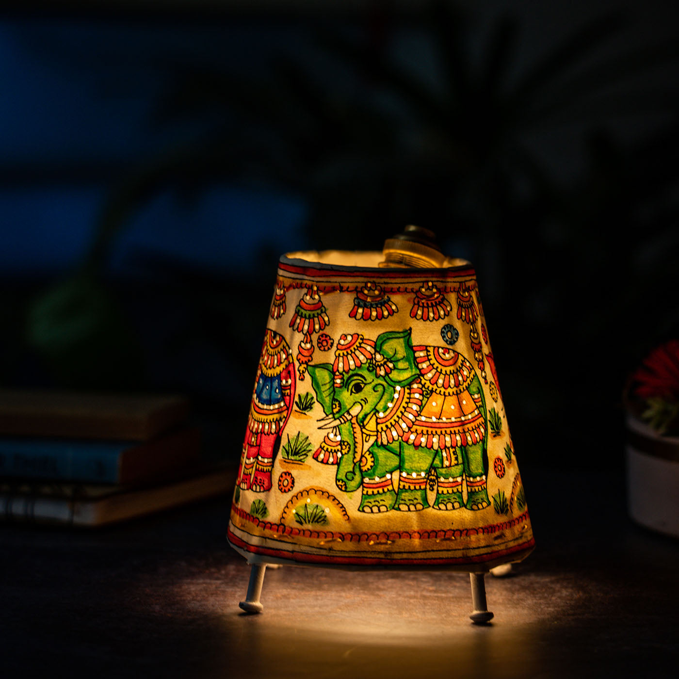 Buy Multi-Coloured Elephant Hand Painted Tholu Bommalata Mini Lamp | 6 ...