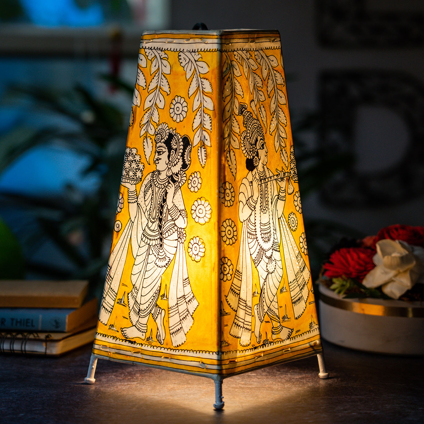 Buy Krishna Leela Hand Painted Tholu Bommalata Tall Tabletop Lamp | 13 ...