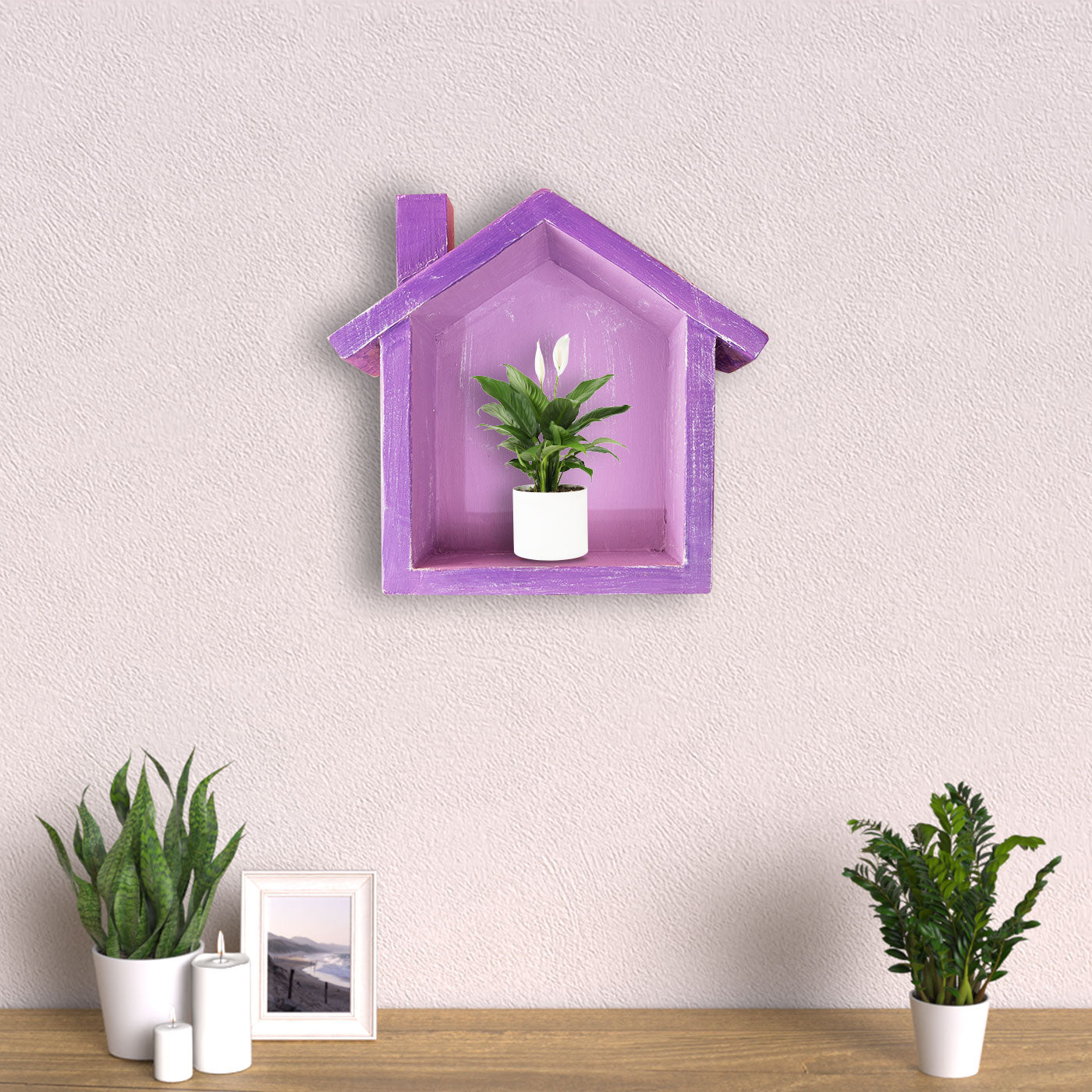 Buy Purple Hut Shaped Multipurpose Wall Hanging Shelf Online On Zwende