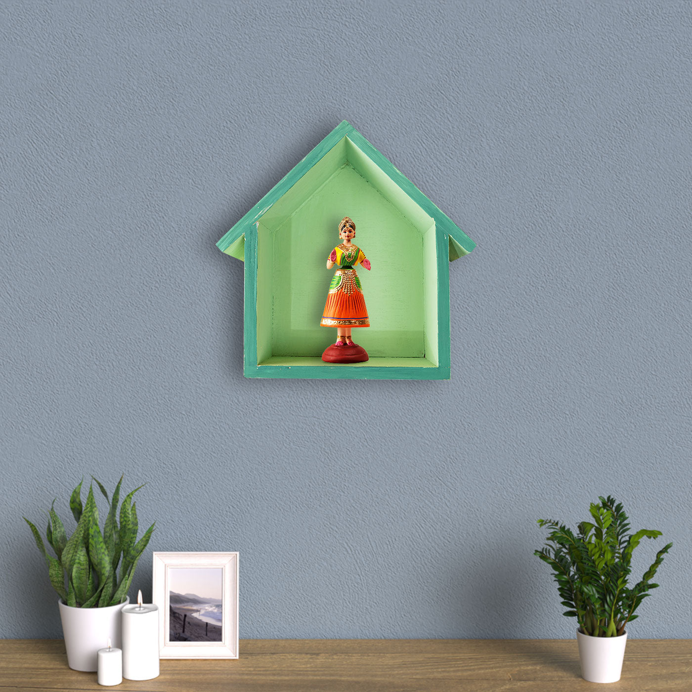 Buy Green Hut Shaped Multipurpose Wall Hanging Shelf Online On Zwende