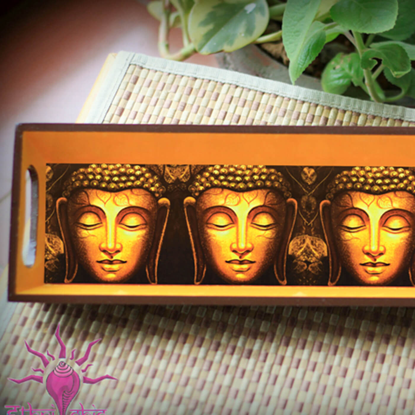 Buy Ethnic Decoupage Buddha MDF Tray - Narrow Online On Zwende